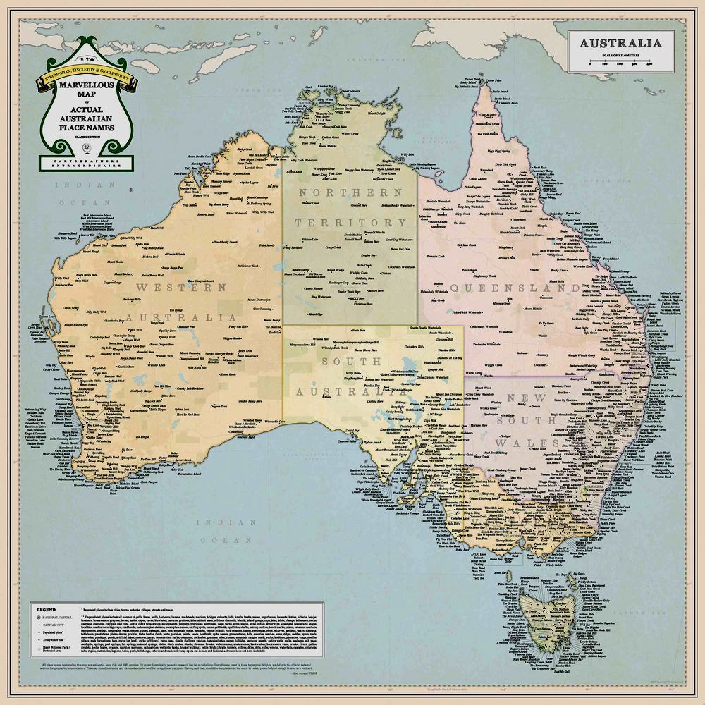 MARVELLOUS MAP OF HILARIOUS ACTUAL AUSTRALIAN PLACE NAMES ST G